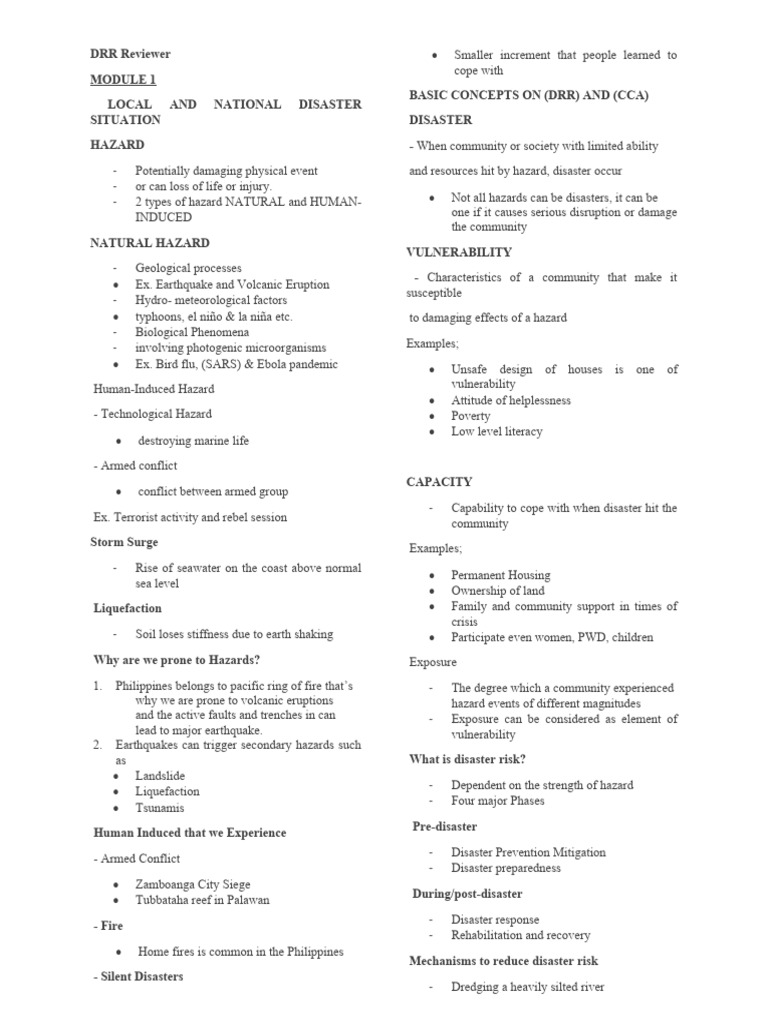 DRR REVIEWER | PDF | Emergency Management | Natural Disasters