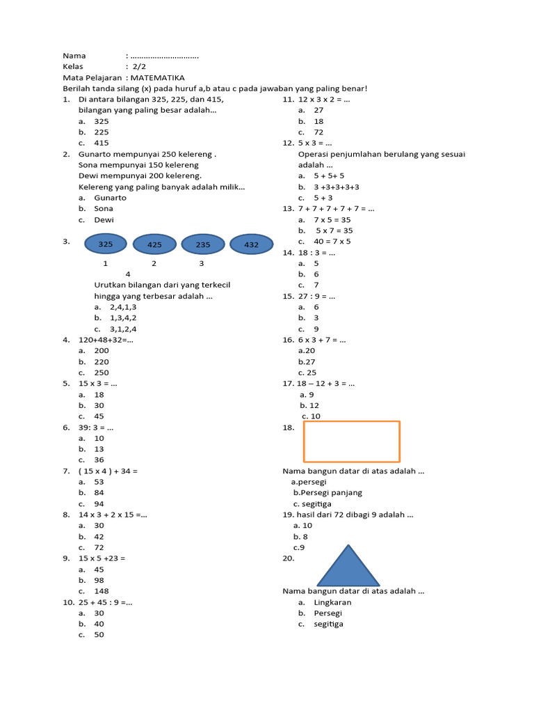 Soal Buk Kls 2 SMT 2 Matematika | PDF