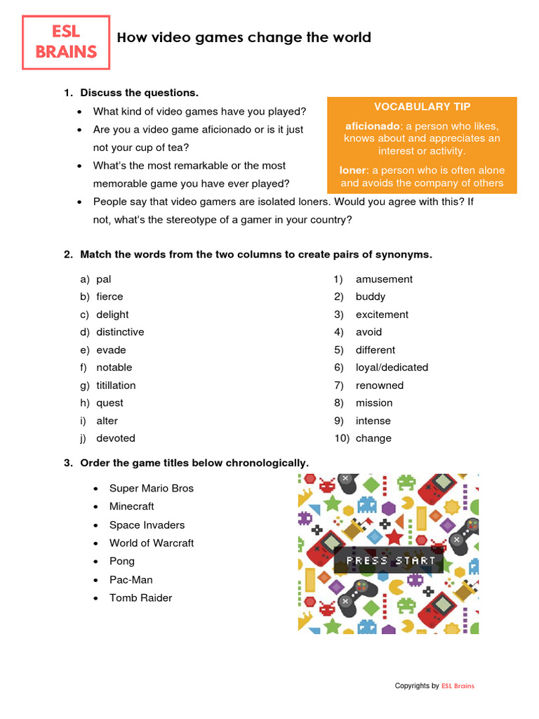 ESL Brains How Video Games Change The World SV 8094 | PDF | Video Games