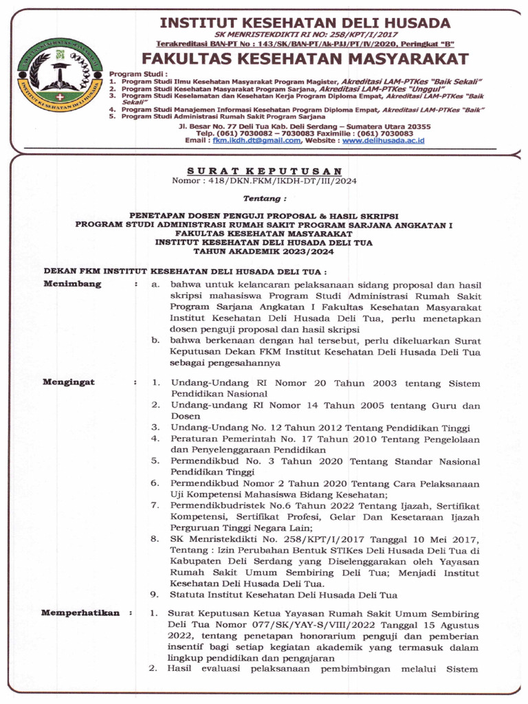 SK Penguji Skripsi ARS | PDF