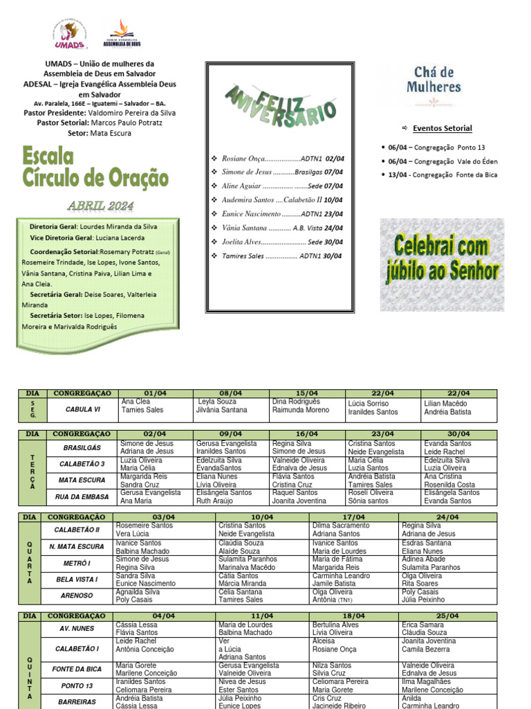 Lista Círculo de Oração | PDF | Organizações cristãs