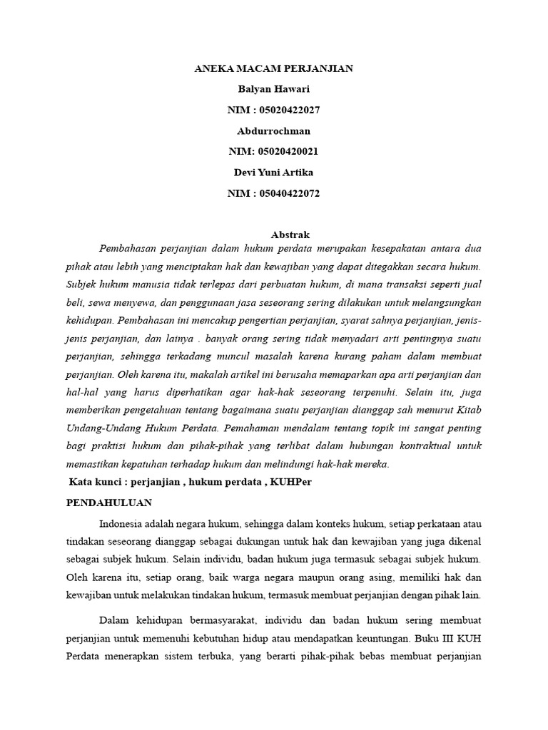 Aneka Macam Perjanjian | PDF