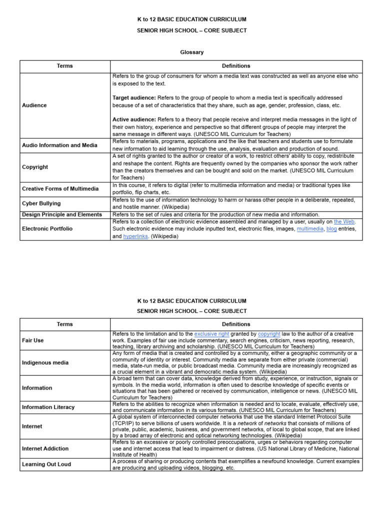 Glossary in MIL | PDF | Information | Computer Network