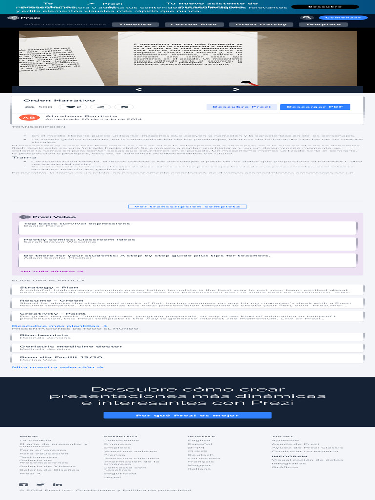Orden Narrativo by Abraham Bautista On Prezi 4 | PDF | Narración