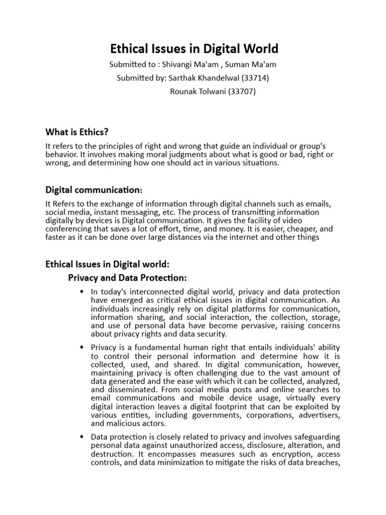 Ethical issues in Digital World | PDF | Computer Security | Security