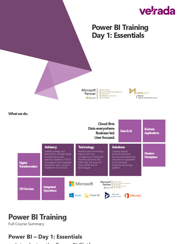 Power BI Training Course - Day 1 - Presentation Handout | PDF | Mobile App | Computing