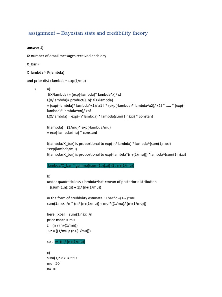 Assignment - Bayesian | PDF | Greeks (Finance) | Quadratic Equation
