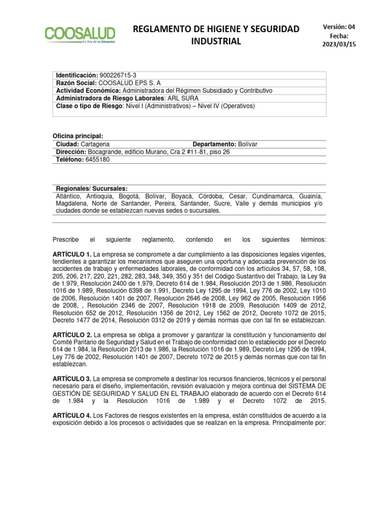 REGLAMENTO DE HIGIENE Y SEGURIDAD EN EL TRABAJO 2023.pdf#search ...