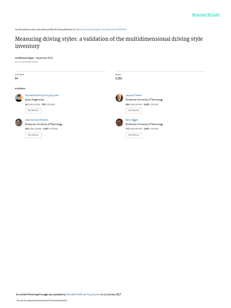 Measuring Driving Styles AValidationofthe Multidimensional Driving ...
