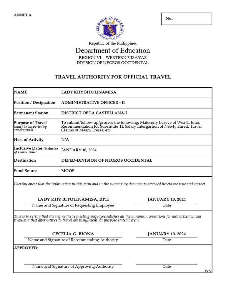 2023 TRAVEL ORDER and LOCATOR SLIP Blank Forms | PDF | Government
