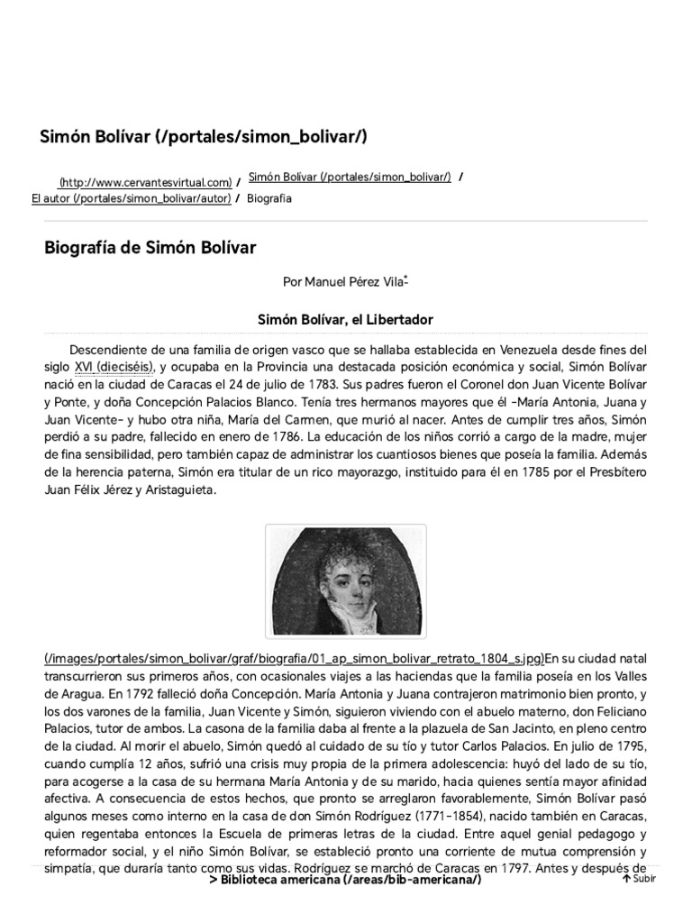 Biografía de Simón Bolívar | PDF