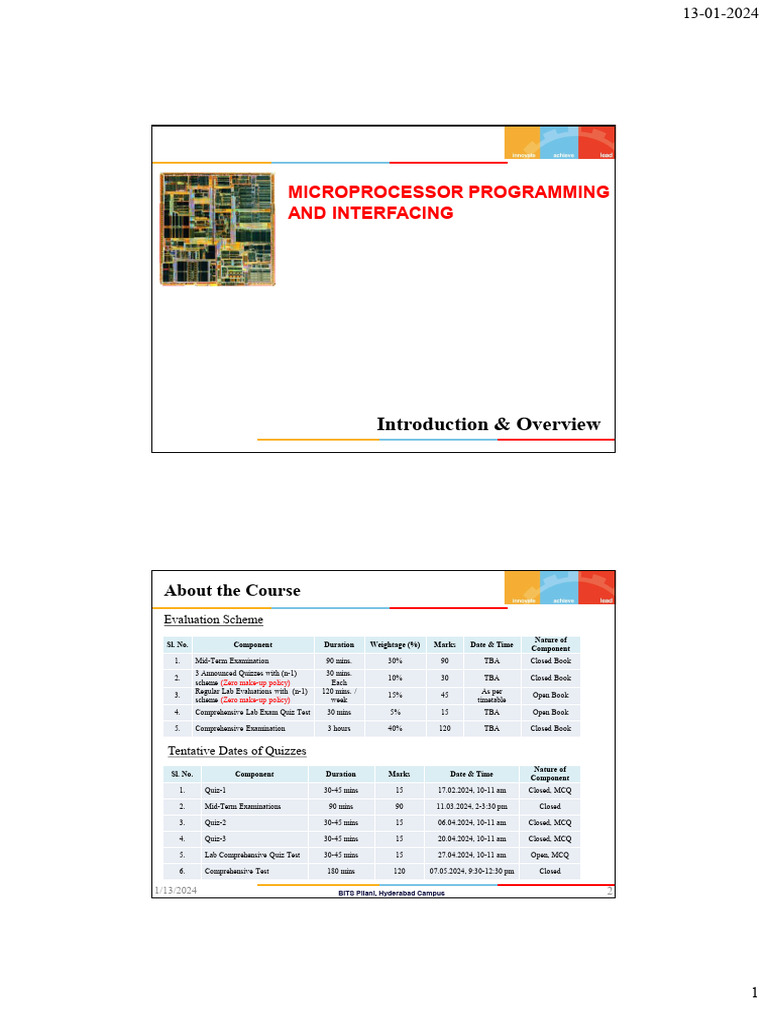 Lecture_1_12th_Jan_2024 | PDF | Computer Data Storage | Microprocessor
