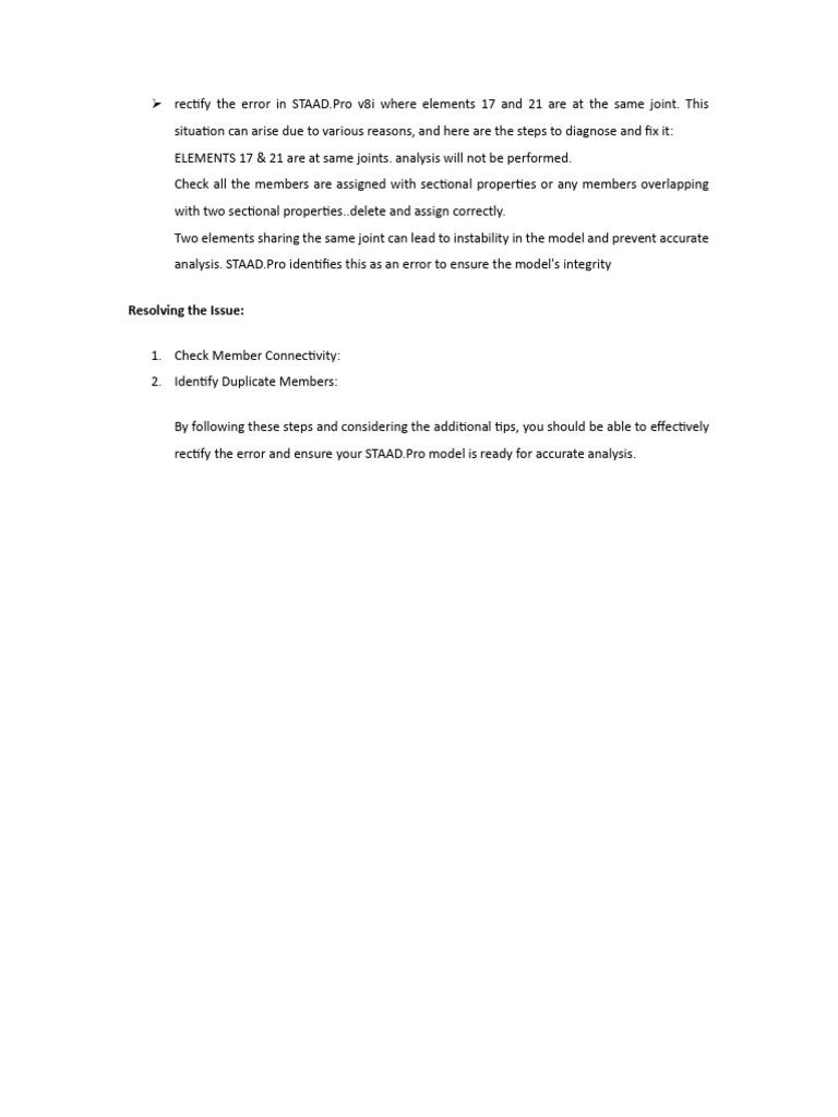 Fixing STAAD.Pro Element Joint Errors | PDF