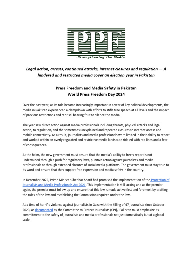 Media Freedom Challenges in Pakistan 2024 | PDF | Freedom Of The Press ...
