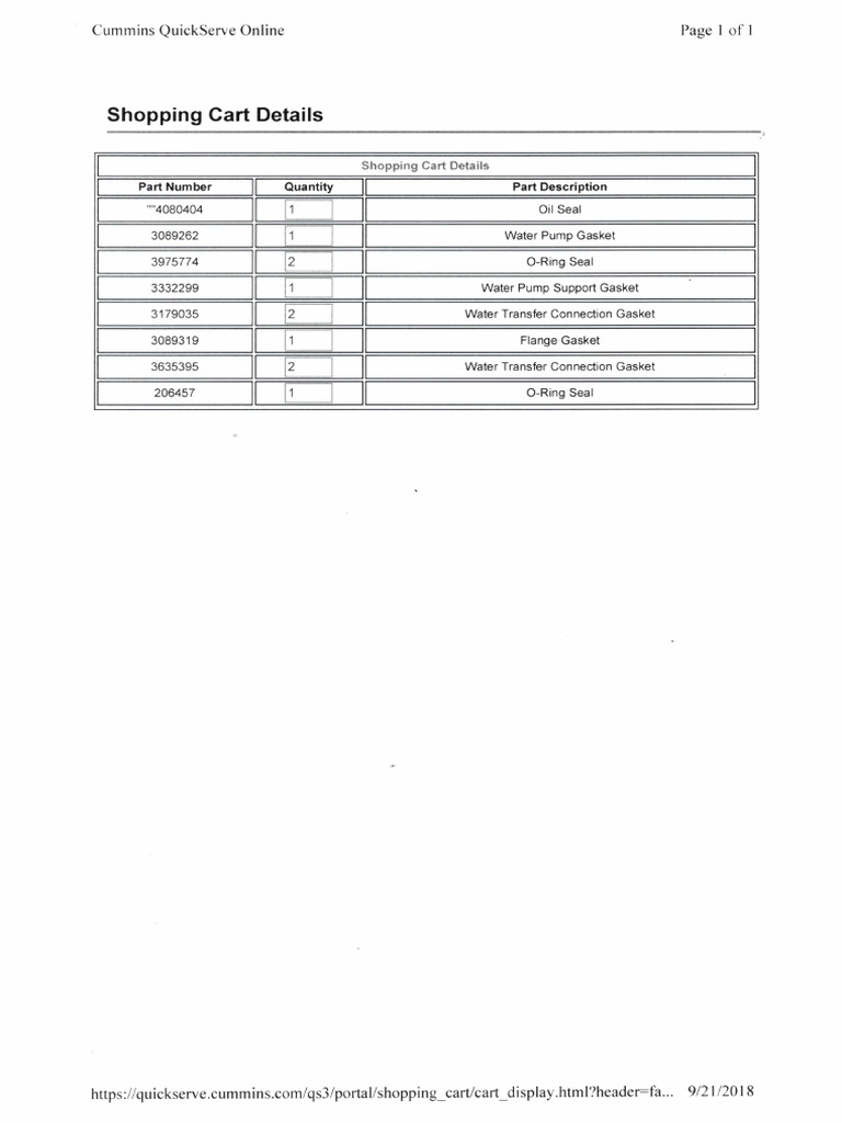 Water Pump Installation Kit | PDF