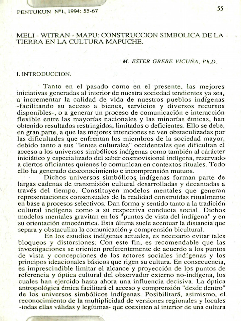 1994 Meli Witran Mapu ConstruccionSimbolicaDeLaTierraEnLaCulturaMapuche | PDF