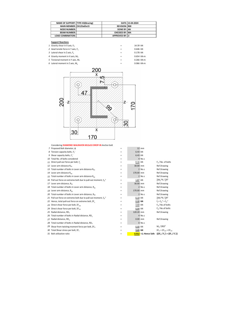 Bolt Calc. | PDF | Beam (Structure) | Building Engineering