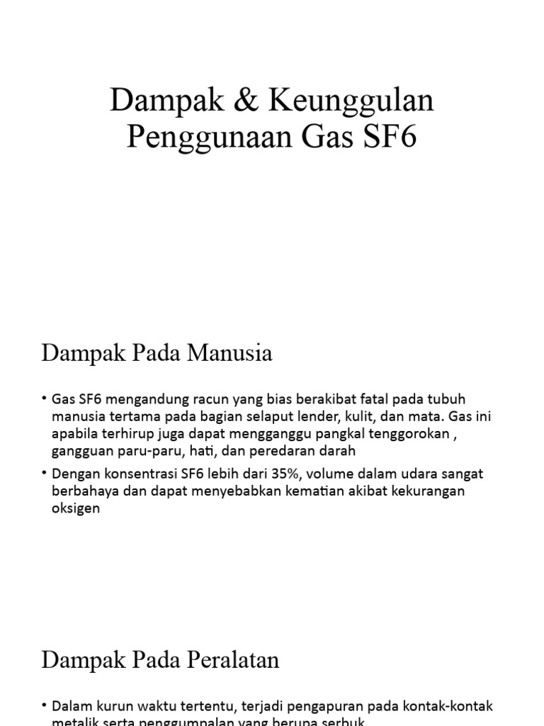 Dampak & Keunggulan Penggunaan Gas SF6 | PDF