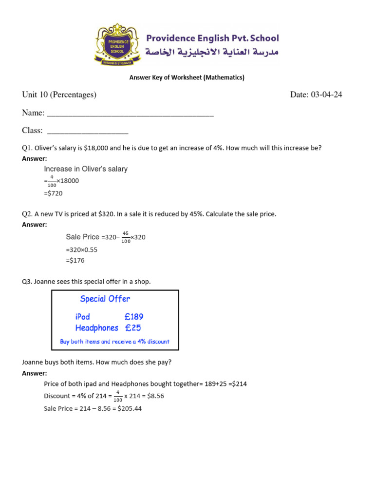 Math Worksheet Answer Key | PDF | Prices | Economies