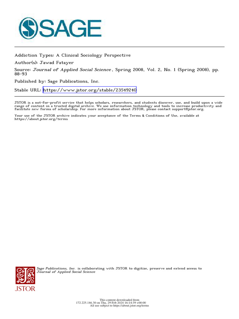 Fatayer-AddictionTypesClinical-2008 | PDF | Mind | Experience