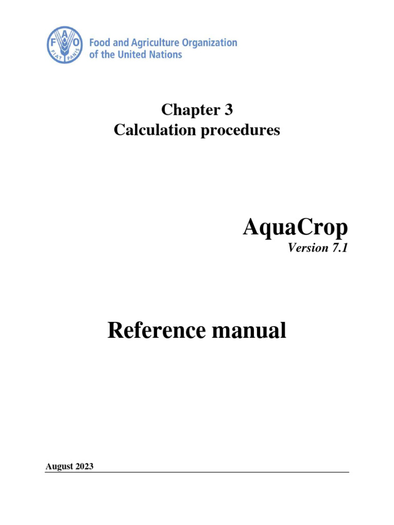 Aquacrop: Calculation Procedures | PDF | Soil | Evapotranspiration