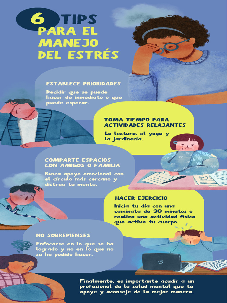 Infografía Manejo Del Estrés Ilustrado Azul | PDF