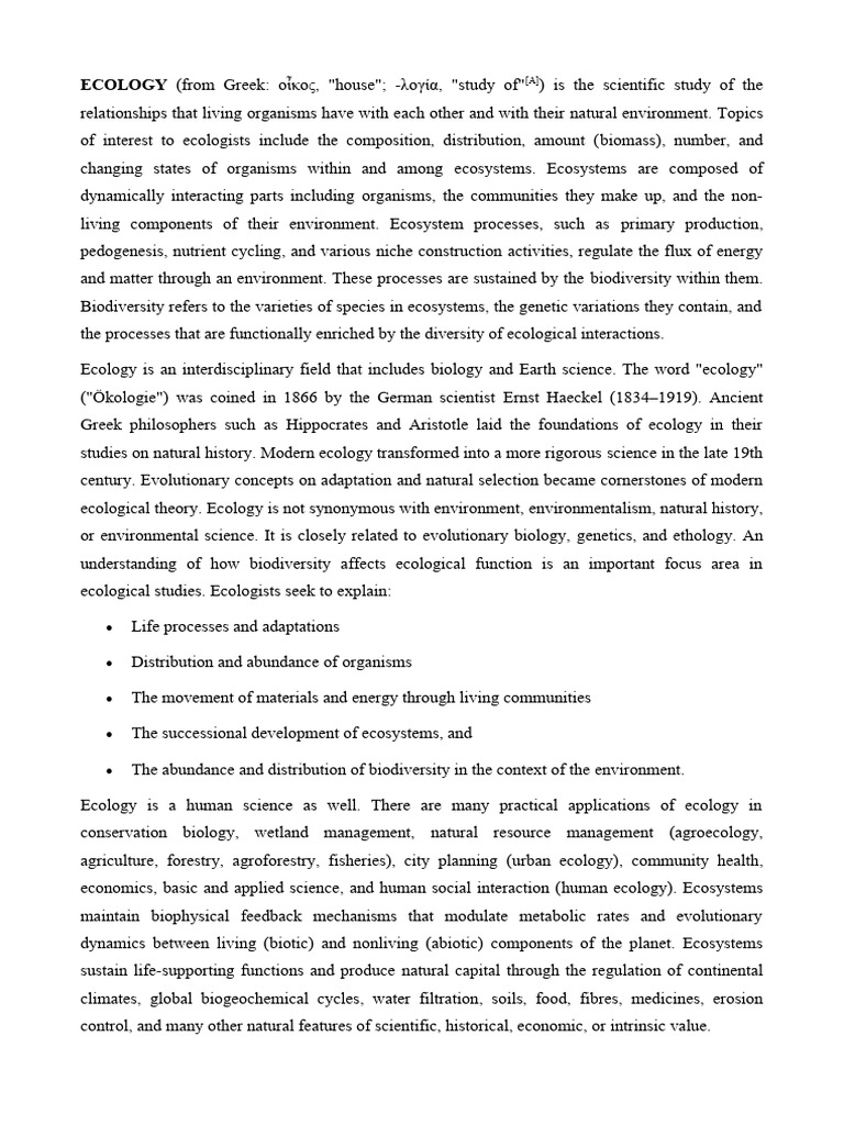 2 Ecology | PDF | Ecology | Ecosystem
