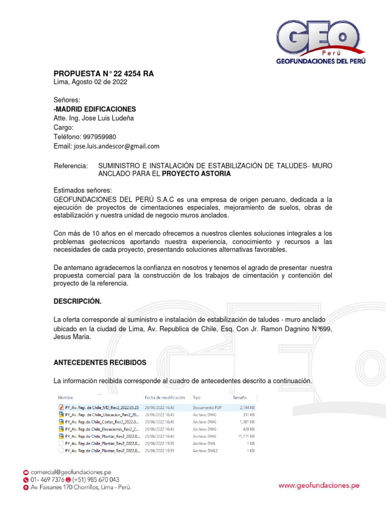 PROPUESTA #21 4254 RA - Proyecto ASTORIA - Madrid Edificaciones | PDF