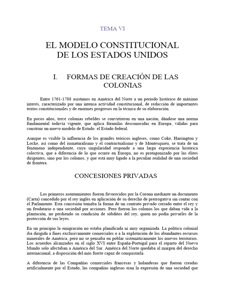 Tema VI. El Modelo Constitucional de Estados Unidos (1) - Período ...