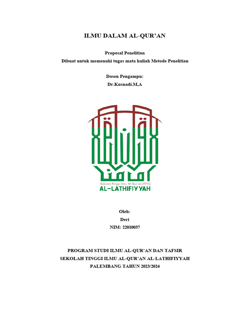 PROPOSAL ILMU DALAM AL-QUR'AN | PDF