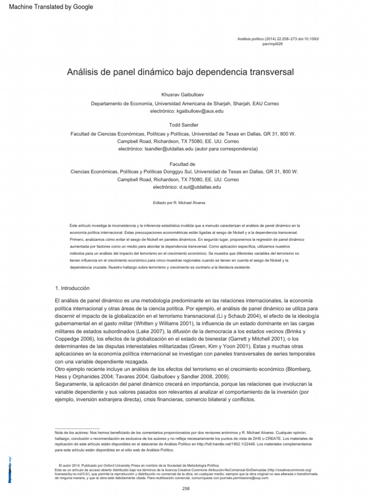 Dynamic Panel Analysis Under Crosssectional Dependence | PDF | Análisis ... Dynamic Panel Analysis Under Crosssectional Dependence | PDF | Análisis ...