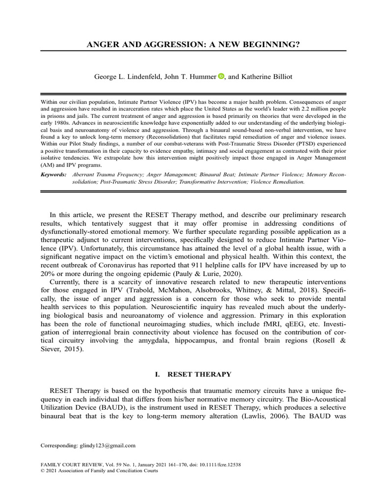 Anger and Aggression A New Beginning | PDF | Complex Post Traumatic Stress Disorder | Memory