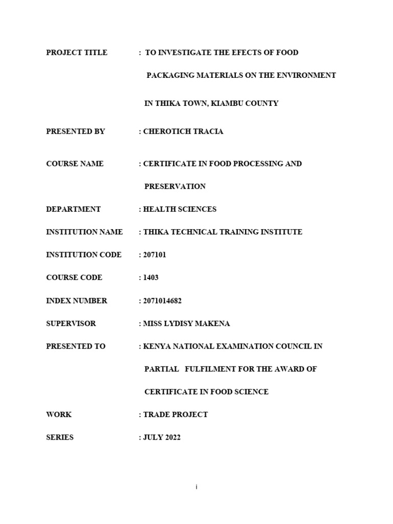 Final Food Packaging Materials Research Proposal | PDF | Waste | Waste ...
