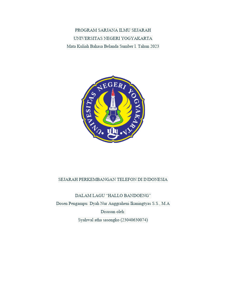 Sejarah Perkembangan Telefon Di Indonesia Syahwal Atha Sasongko | PDF
