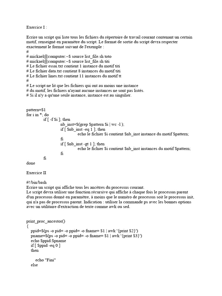 Scripts Unix pour gestion de fichiers | PDF | Fichier texte | Unix
