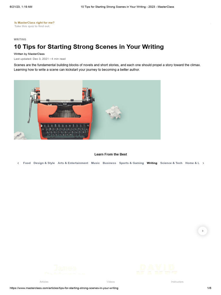 10 Tips for Strong Scene Openers | PDF | Narration