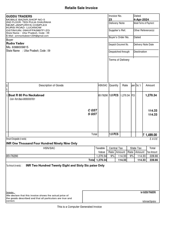 Boat 80 Pro 4-4-2024 | PDF | Invoice | Taxes