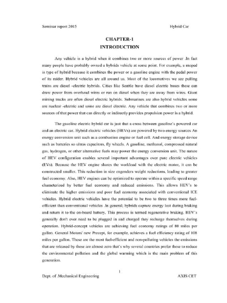 Seminar | Download Free PDF | Hybrid Electric Vehicle | Plug In Hybrid