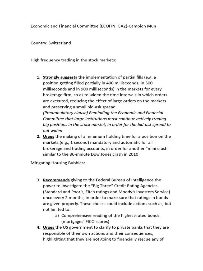 Economic and Financial Committee | PDF | Stocks | Stock Market