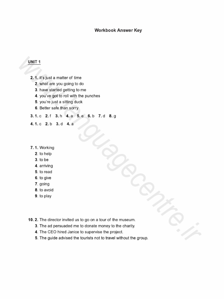 Summit 1a - Workbook Keys | PDF