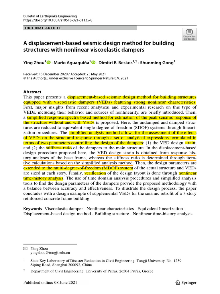 A Displacement Based Seismic Design Method For Building | PDF | Damping ...