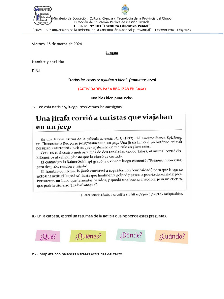 Tarea Lengua y Ciencias Sociales | PDF | Comillas