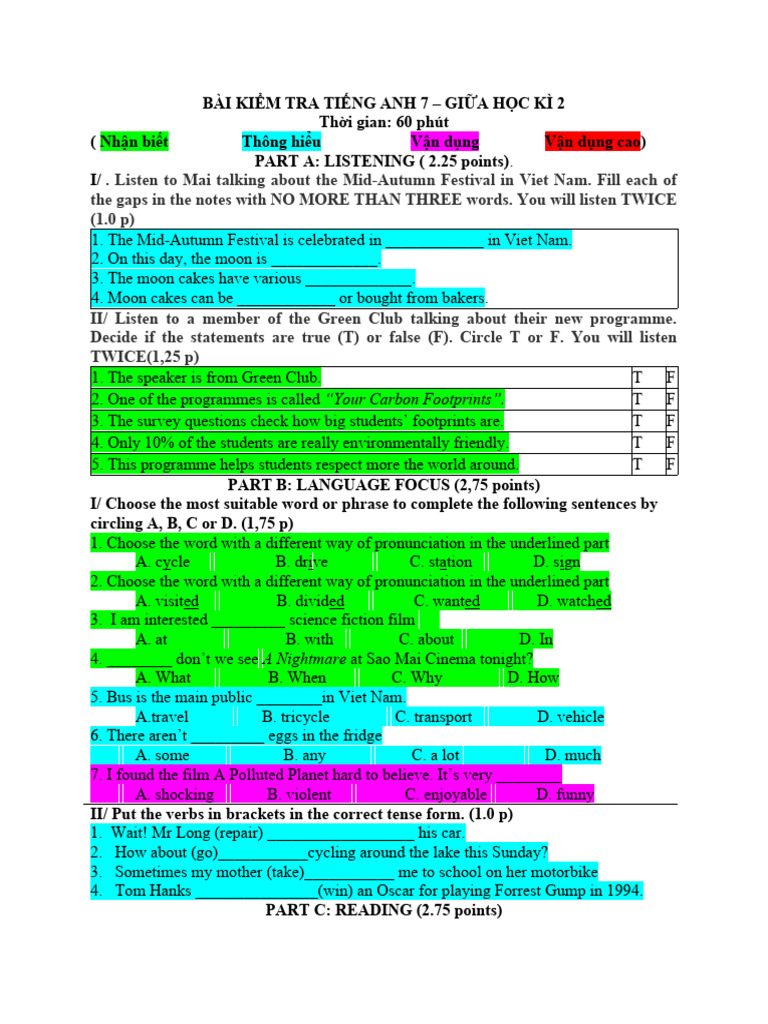 Grade 7 - GI A K 2 | PDF