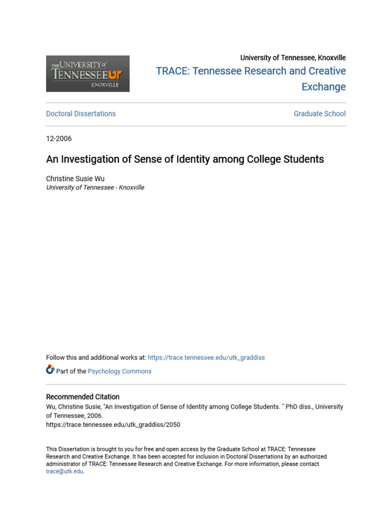 An Investigation of Sense of Identity Among College Students | PDF ...