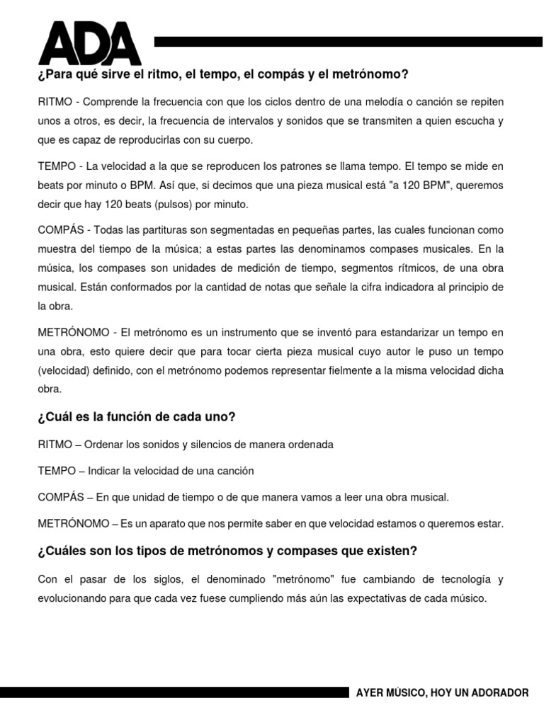 Ritmo, Compas, Metronomo | PDF | Ritmo | Tempo
