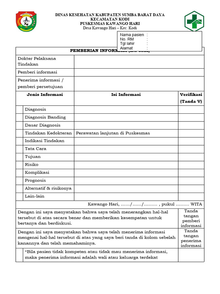 Ep 3.6.1 Lembar Paps (Penolakan Rawat) | PDF