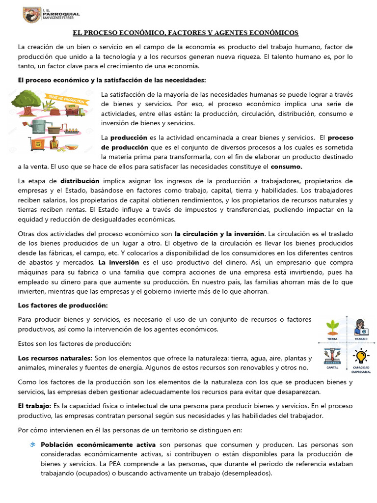 Proceso Económico, Factores y Agentes | PDF | Business | Factores de ...