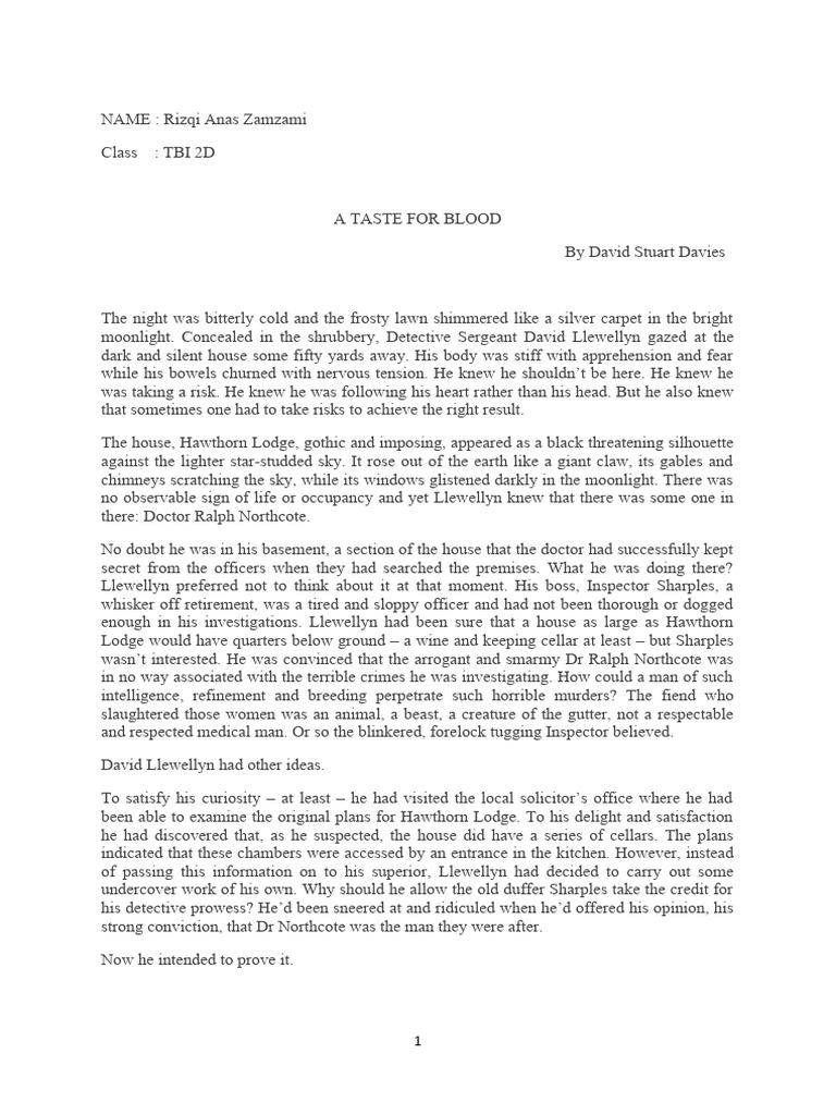 A Taste For Blood | PDF