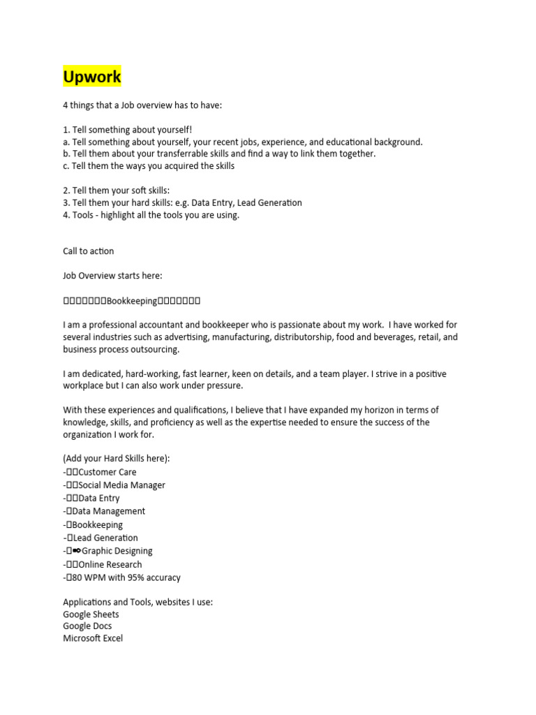 Upwork - Fundamental Pointers | PDF | Bookkeeping | Accounting