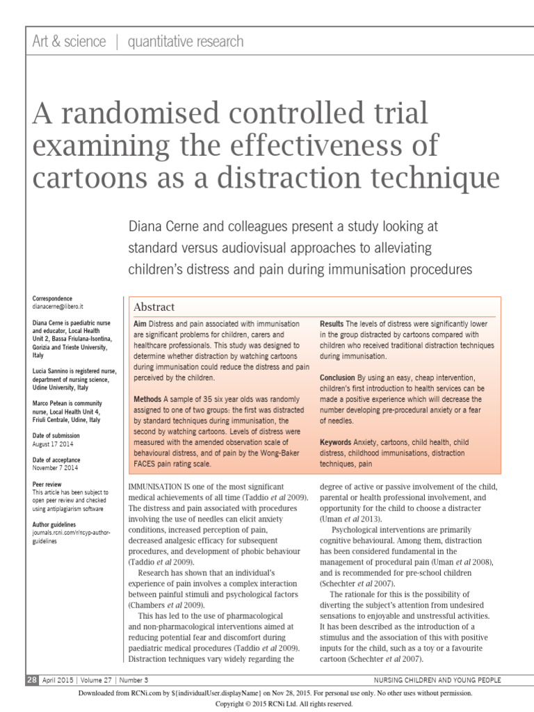 A RCT Examining The Effectiveness of Cartoons As A Distraction ...